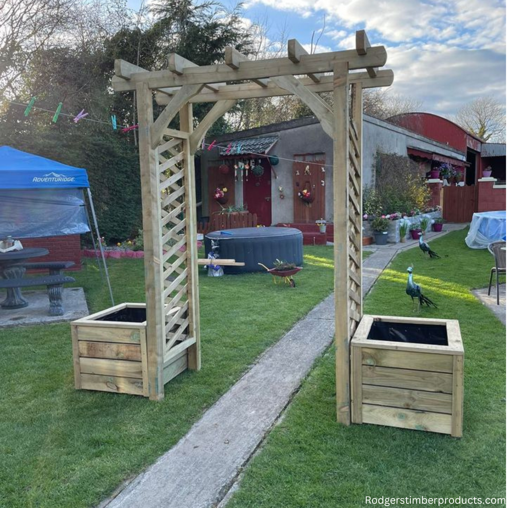 Handmade Sturdy Garden Arch With Planters – Rodgers Timber Products